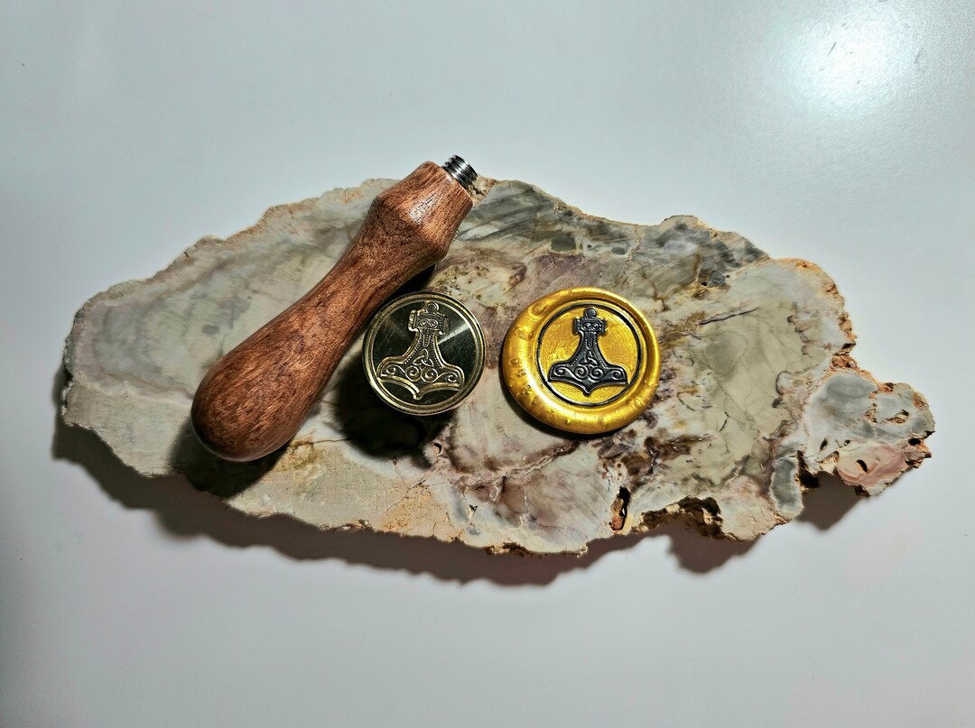 Wax Seal Stamp Thors Hammer Made of Brass With Wooden Handle - Etsy