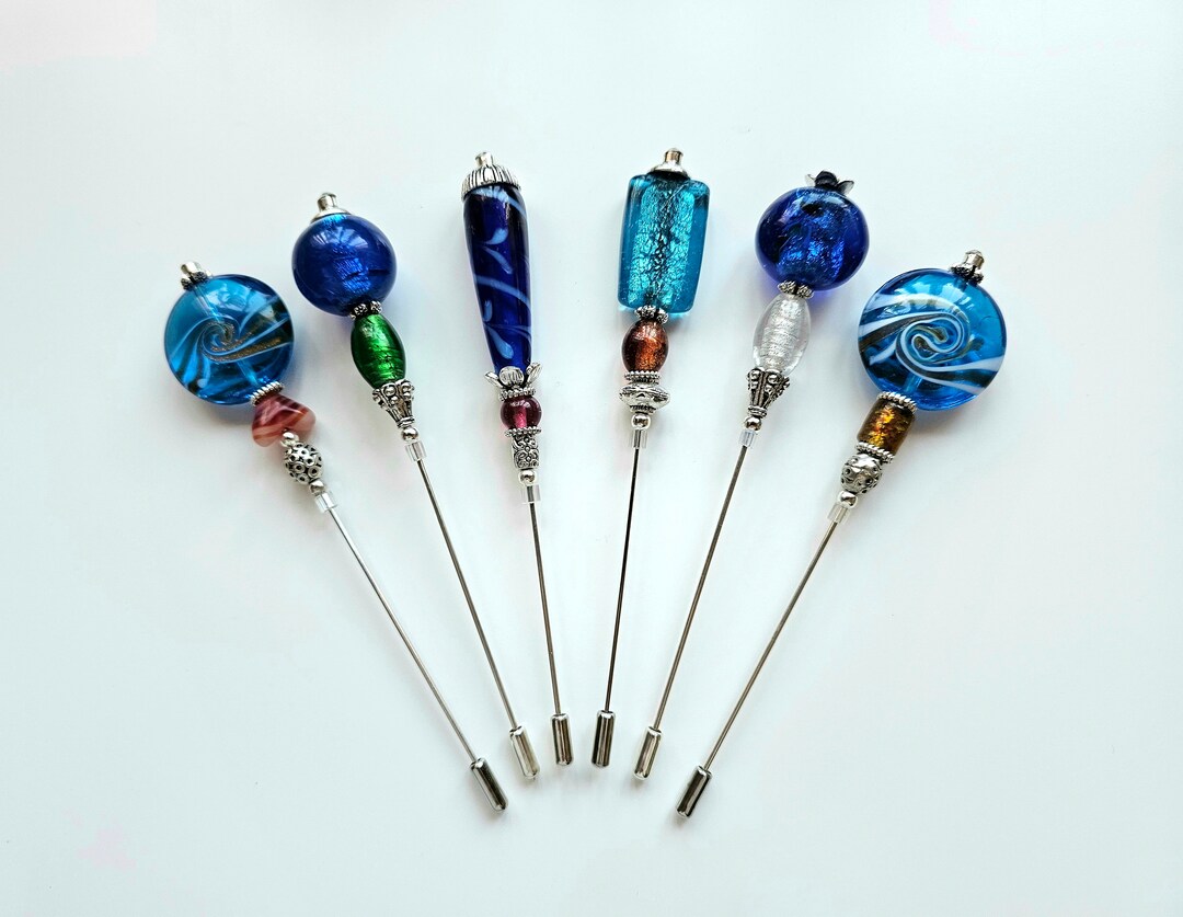 Hat Pin, Murano Beads Hatpin, Scarf Pin, Suit Lapel Pin, Stick Pin ...