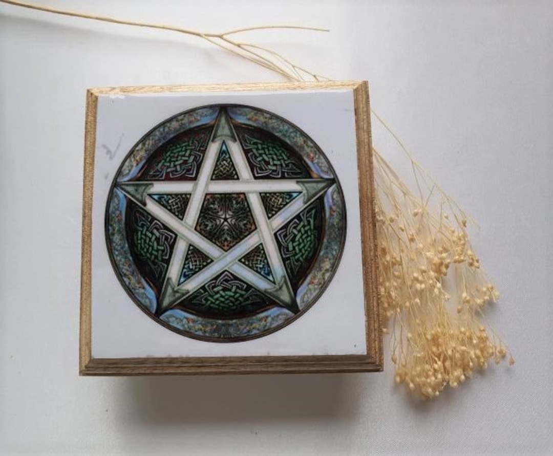 PENTACLE Mini Altar Table, Wood Altar Table, Pagan Altar Table, Witchy ...