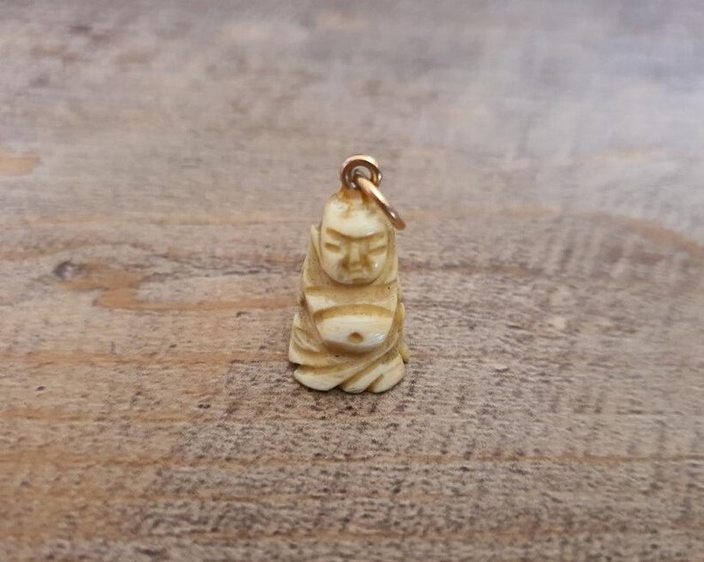 Carved Bone BUDDHA Pendant With 18K Gold Antique Buddha Yak - Etsy