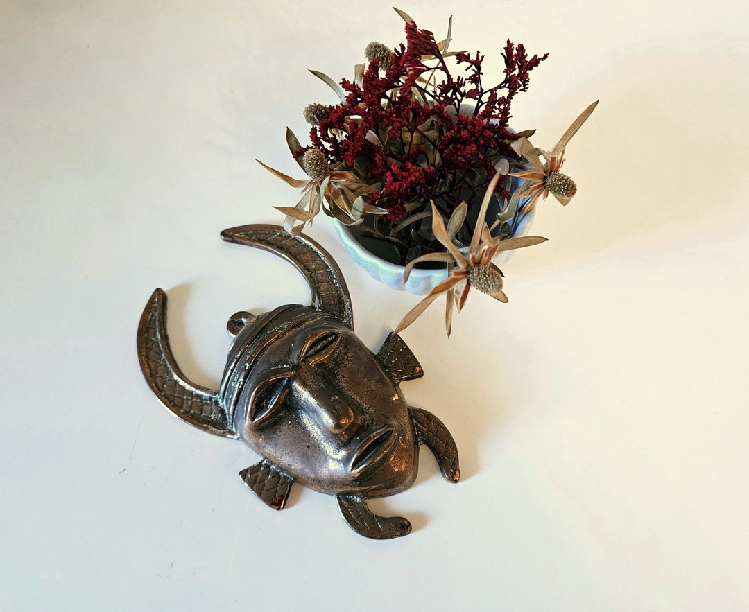 WARRIOR INCA MASK Vintage Hand-crafted Copper With Verdigris, 1950s, 16 ...