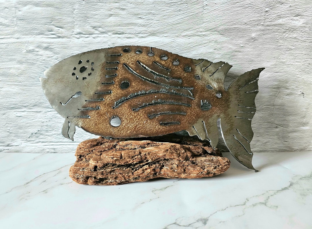 Vintage FISH Handcrafted in Rusty Iron Sheet, Metal Art Piece, Length ...