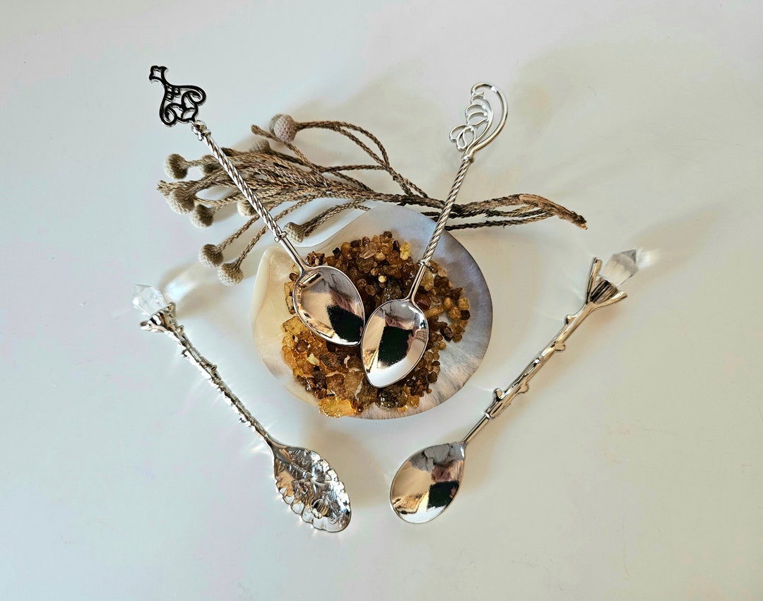INCENSE SPOON Silver Color, Ritual Spoon, Wicca Spoon, Pagan Spoon ...