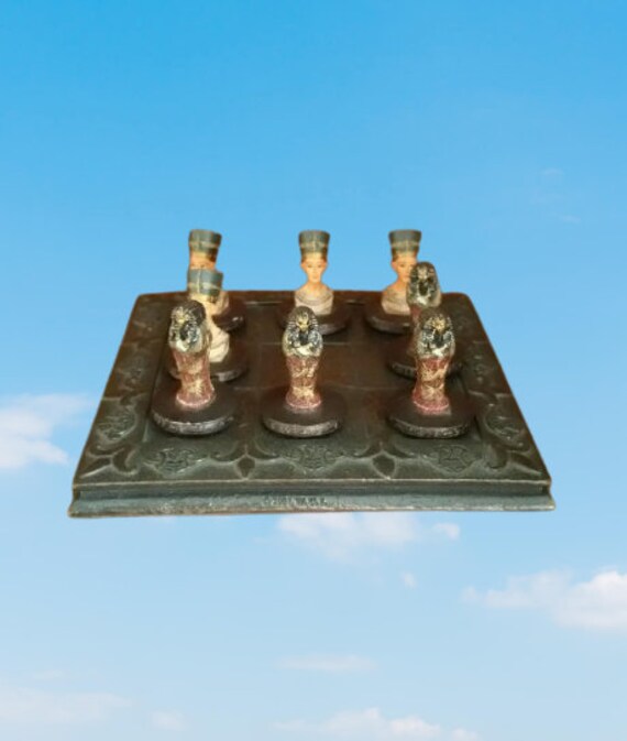 Vintage TIC TAC TOE Board Game Nefertiti and Tutankhamun Tomb | Etsy