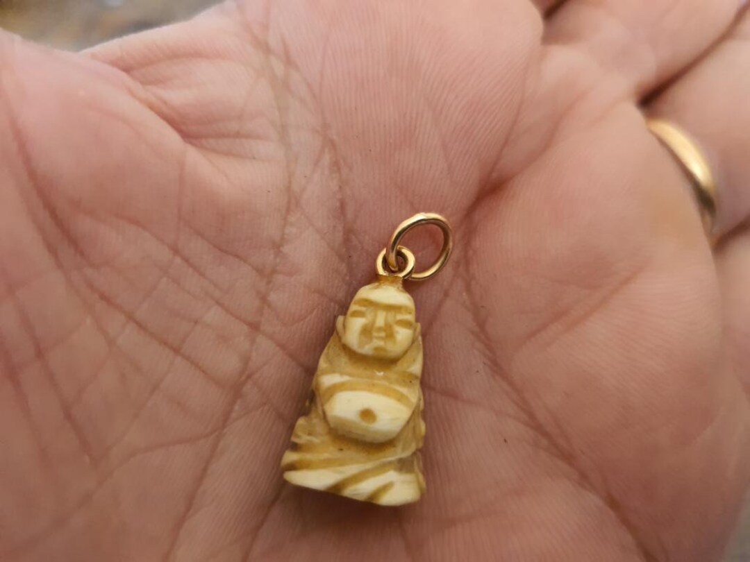 Carved Bone BUDDHA Pendant With 18K Gold Antique Buddha Yak - Etsy
