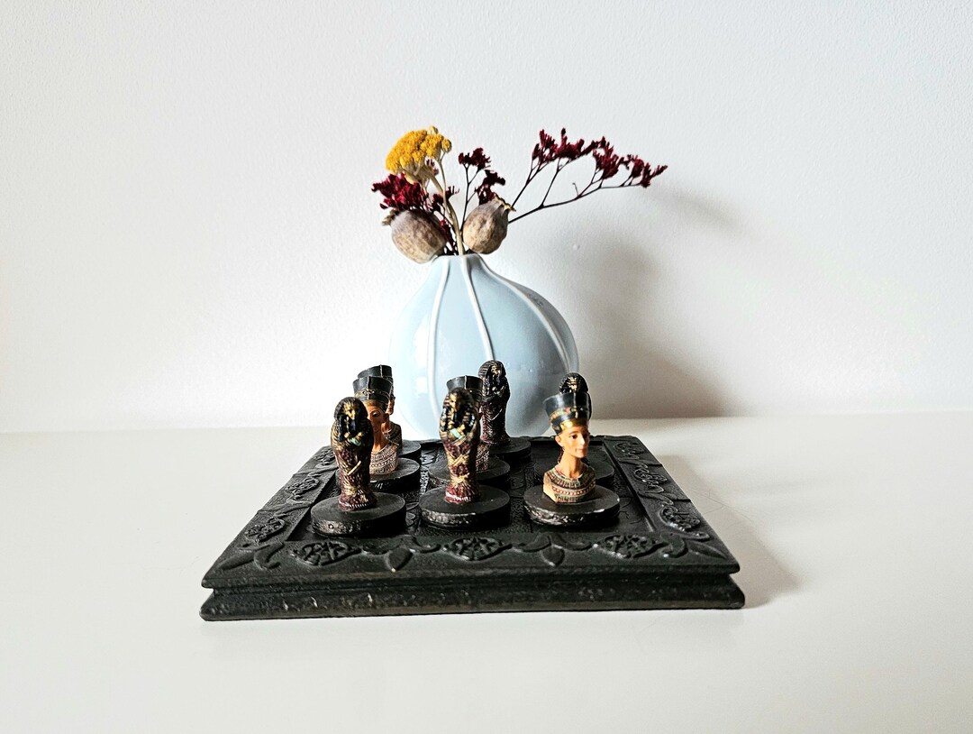 Vintage Egyptian Tic Tac Toe Game, Nefertiti Tutankhamun, Cold Cast ...