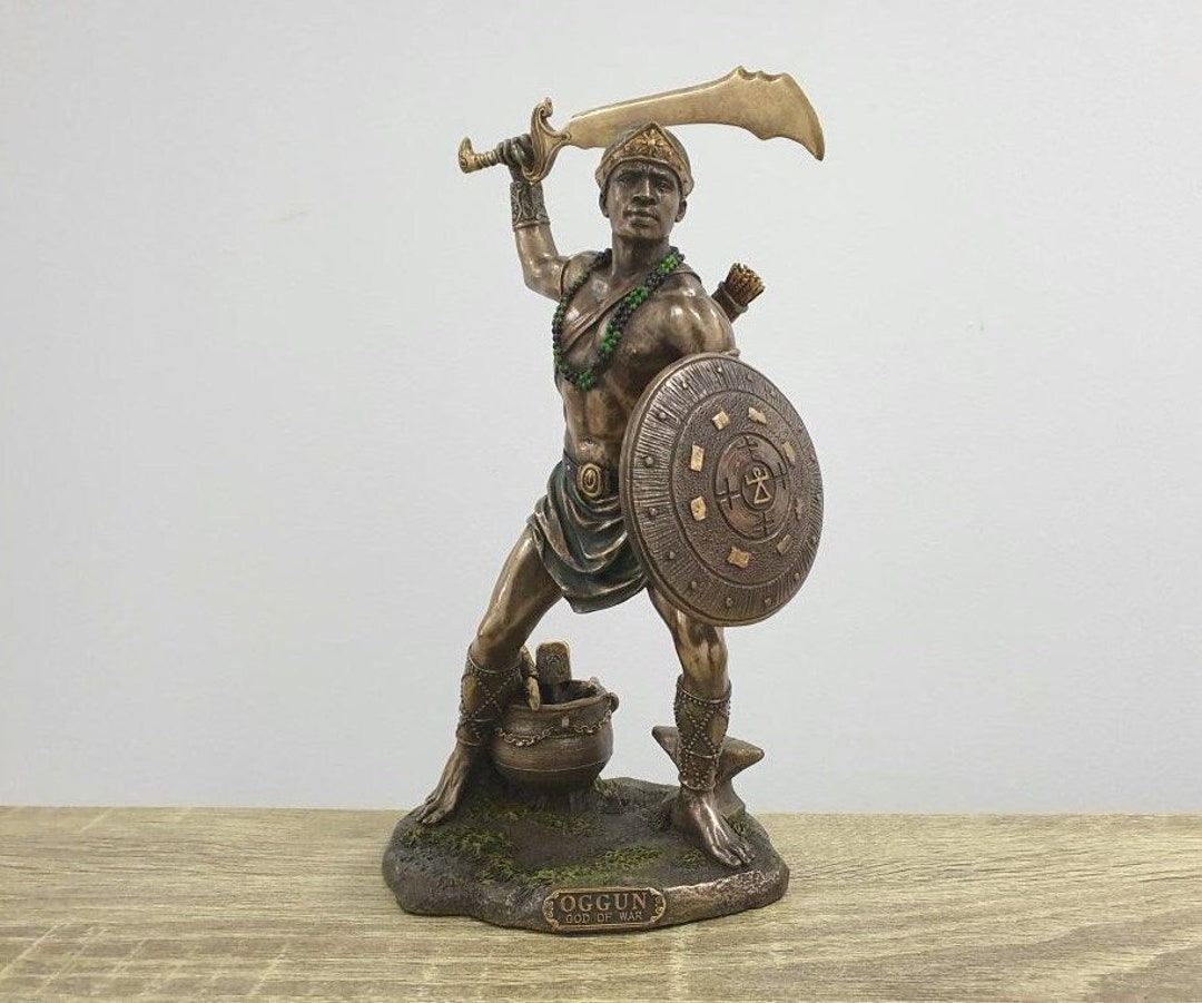 Orisha OGUN Statue, Santeria Yoruba Umbanda Candomble, Cold Cast Bronze ...