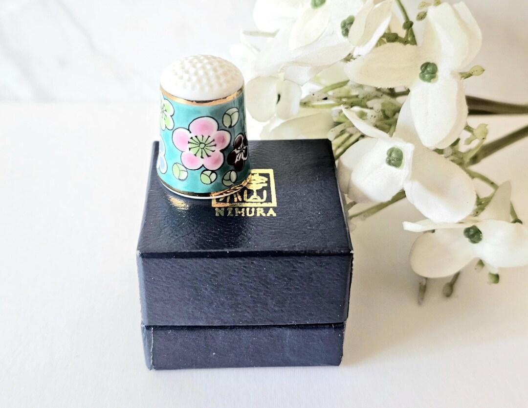 Vintage Plum Blossom Porcelain Thimble: Nimura Japan, Collector's Item ...