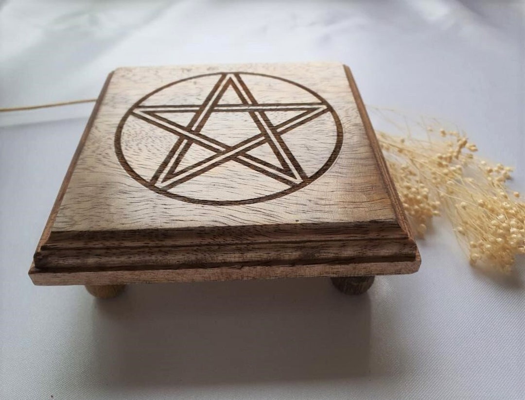 PENTACLE Mini Altar Table, Wood Altar Table, Pagan Altar Table, Witchy ...