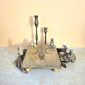 Goddess Mini Altar Table, Wood Altar Table, Pagan Altar Table, Witchy ...
