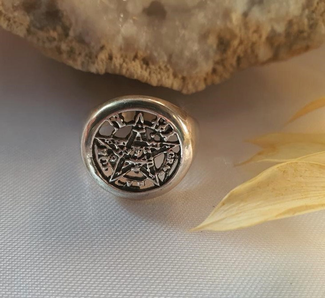 Vintage Tetragrammaton Ring Solid Sterling Silver Star of Solomon Ring ...