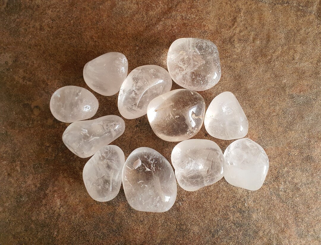 CLEAR QUARTZ Tumblestone 481g 11 Stones Clear Quatz Tumbled - Etsy