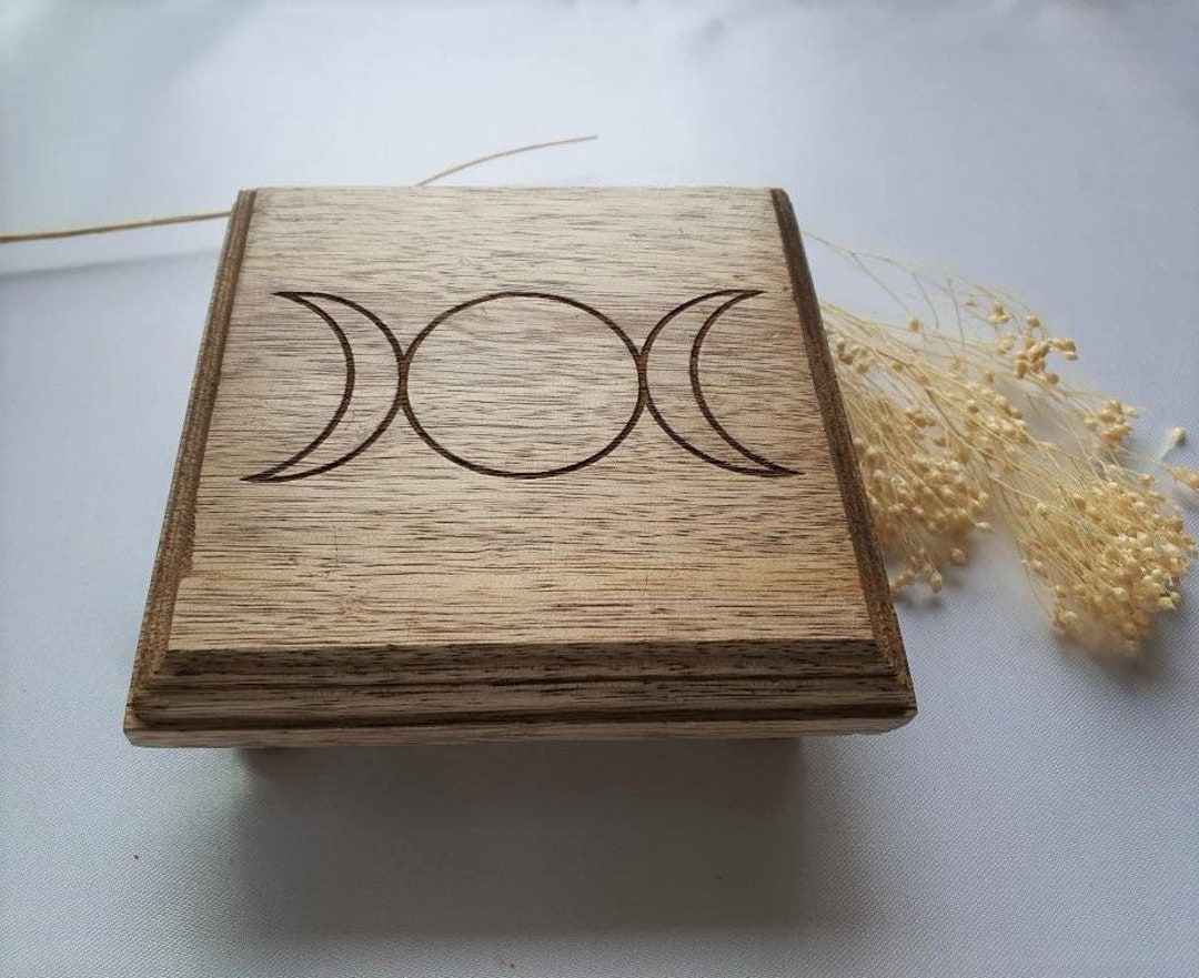 TRIPLE MOON Mini Altar Table, Wood Altar Table, Pagan Altar Table ...