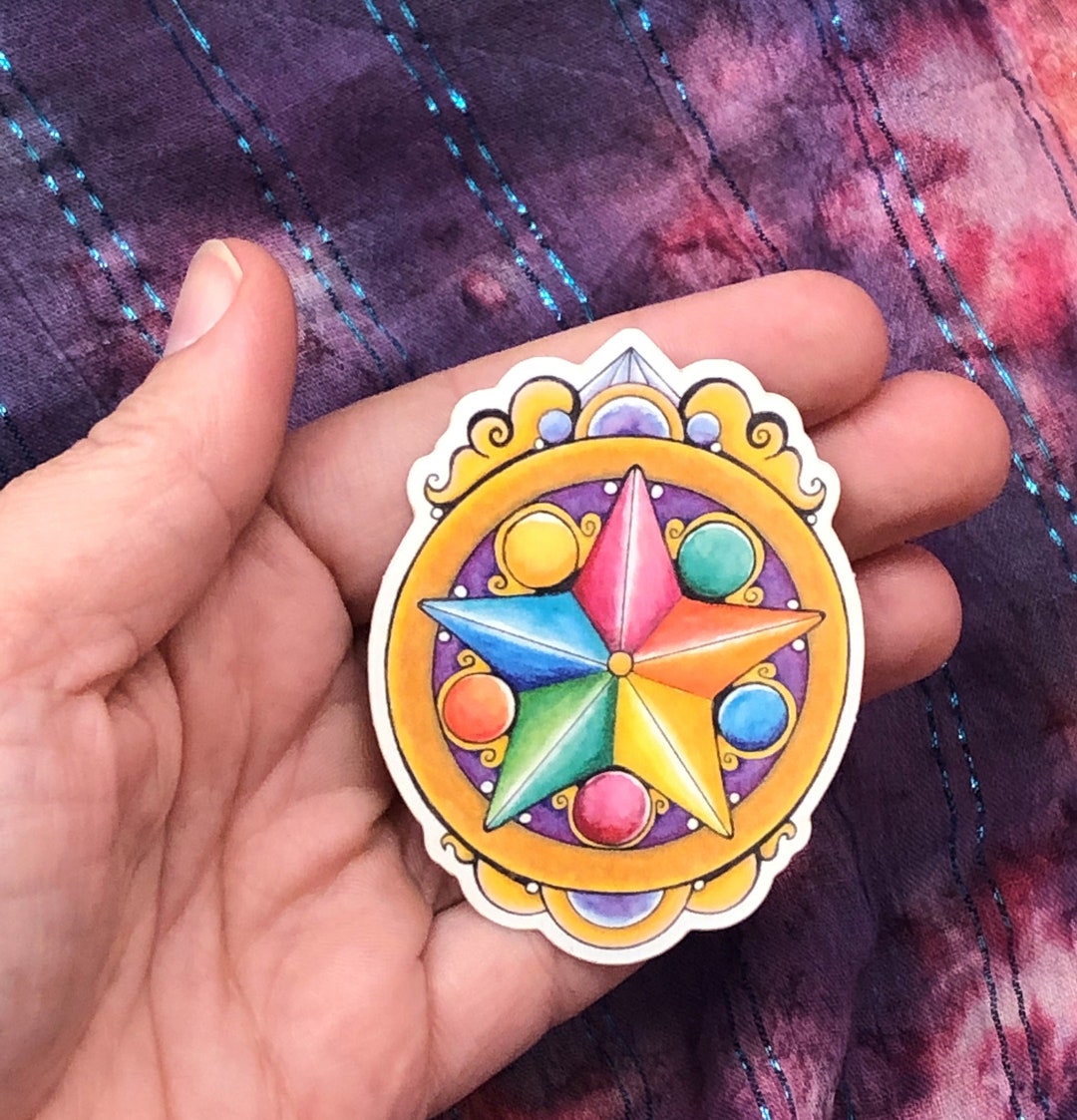 Rainbow Compass Vinyl Sticker - Etsy