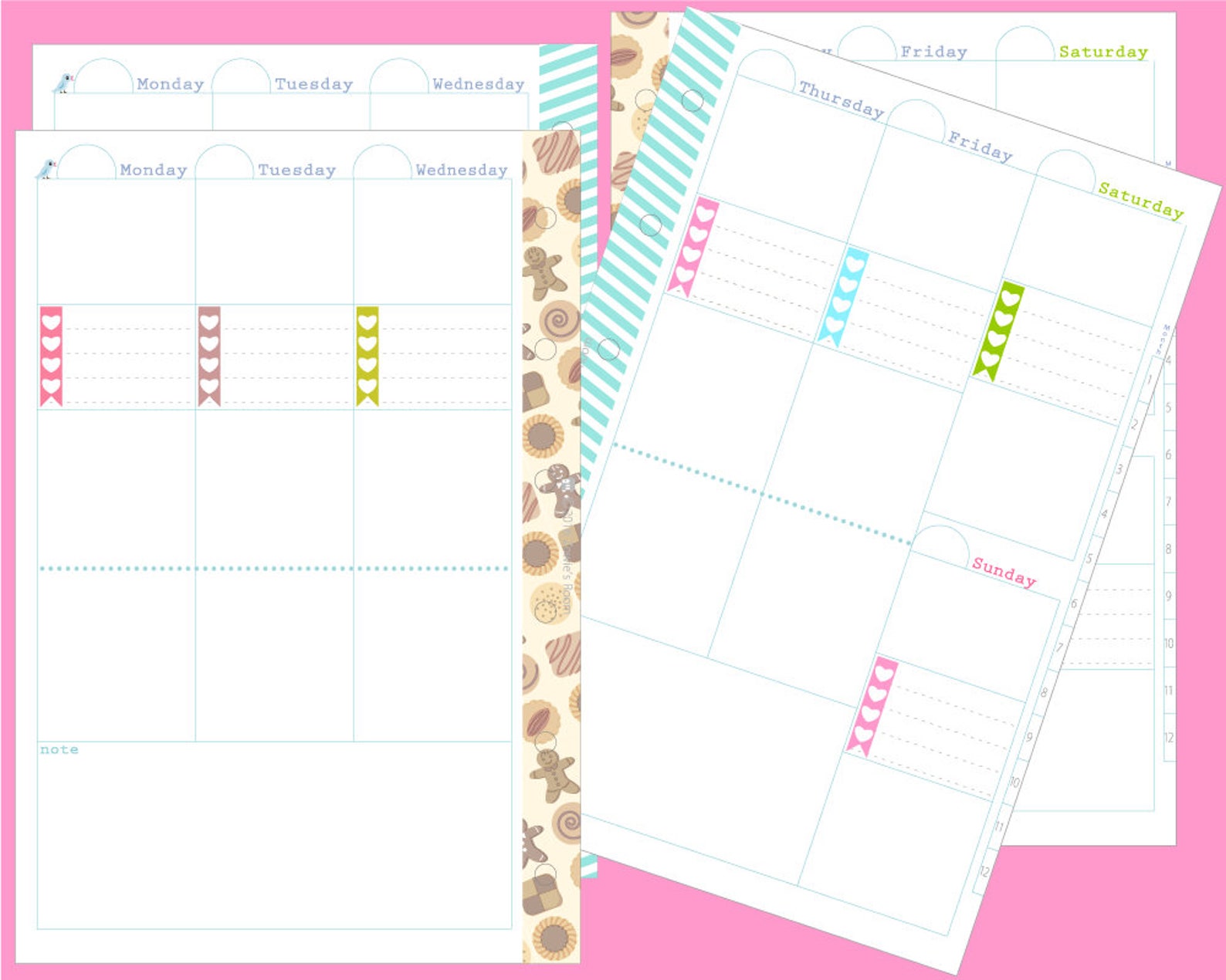 PRINTABLE Pocket Size, Undated Weekly Planner, Week on Two Pages ...