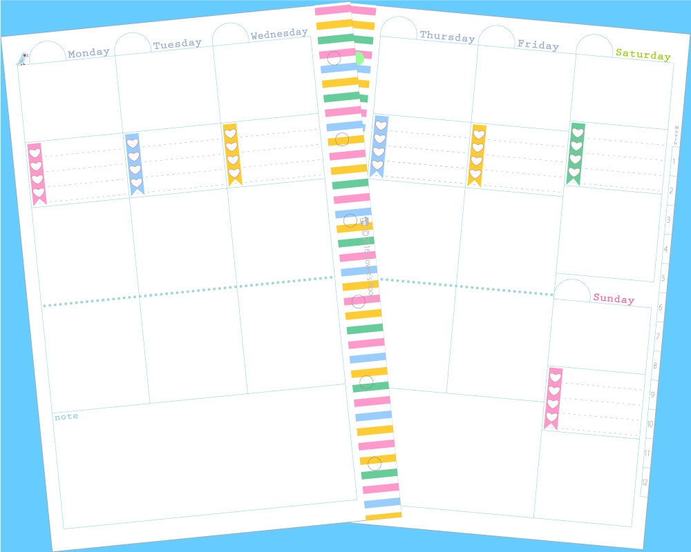 PRINTABLE Pocket Size, Undated Weekly Planner, Week on Two Pages ...