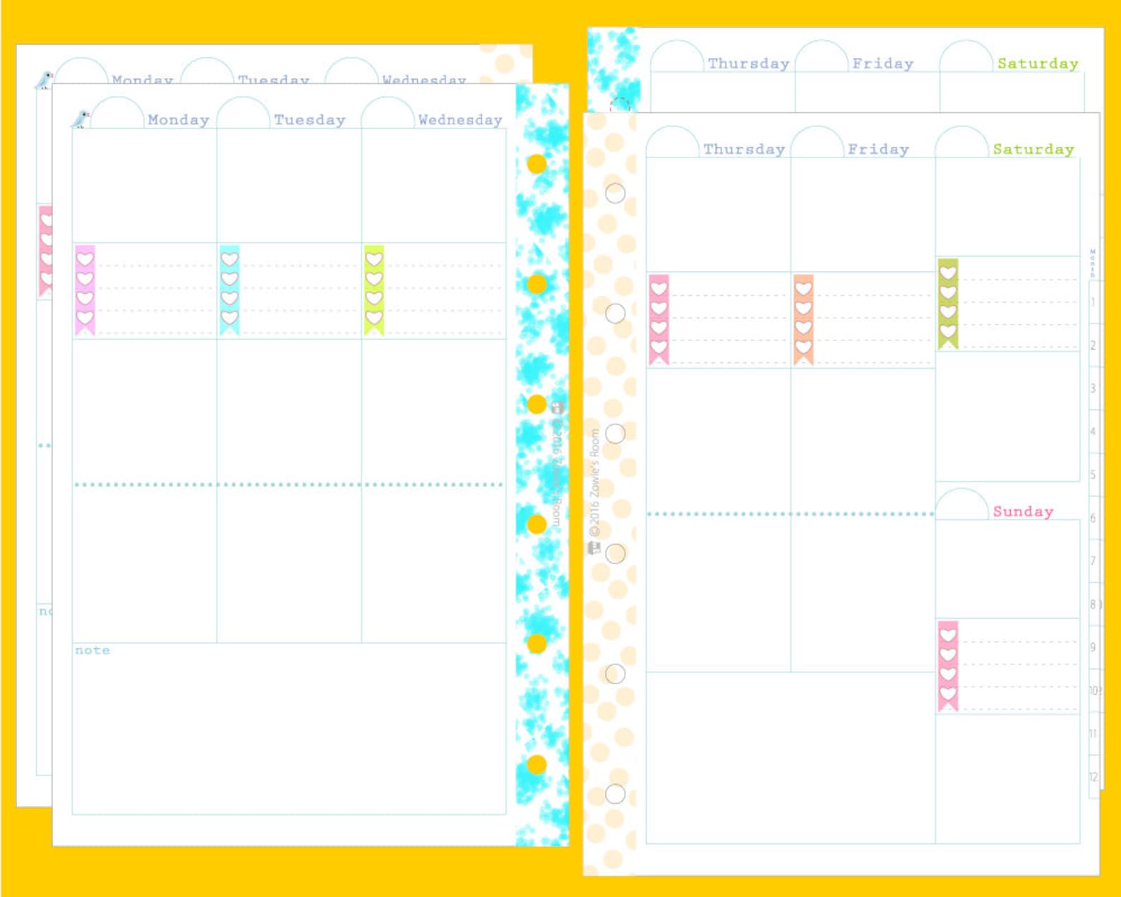 PRINTABLE Pocket Size, Undated Weekly Planner, Week on Two Pages ...