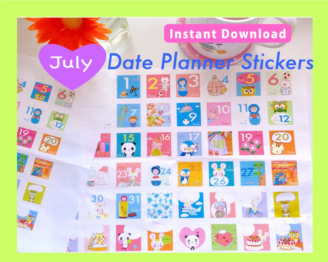 PRINTABLE Date Planner Stickers,july - Etsy