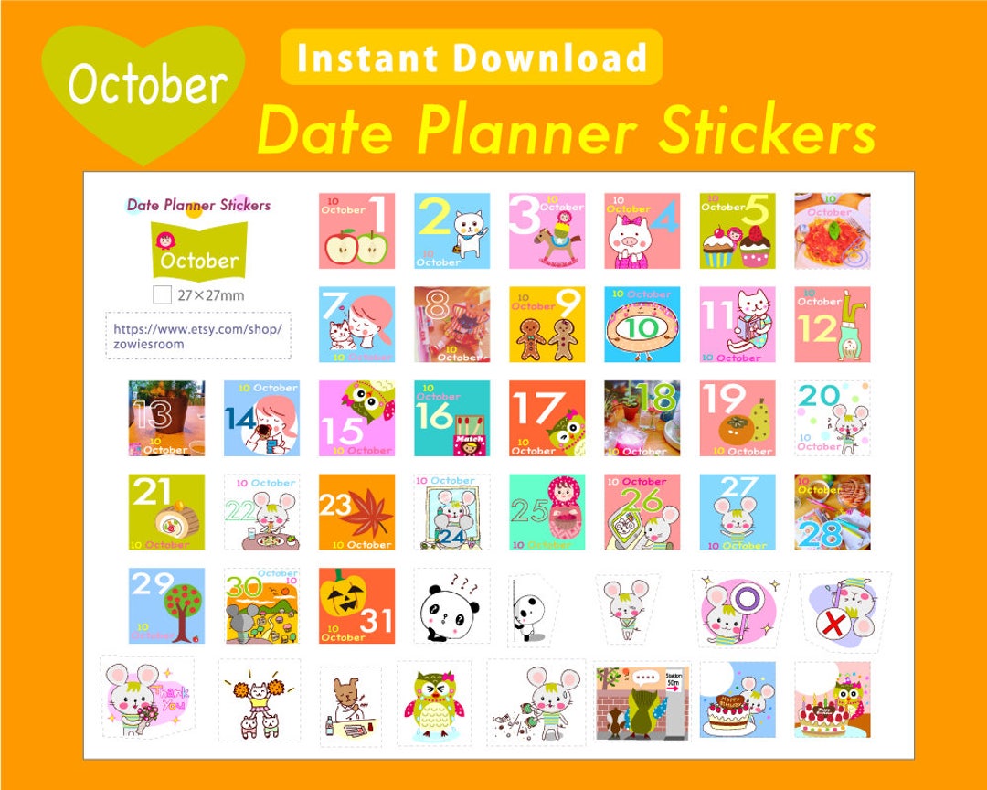 PRINTABLE Date Planner Stickers, OCTOBER - Etsy