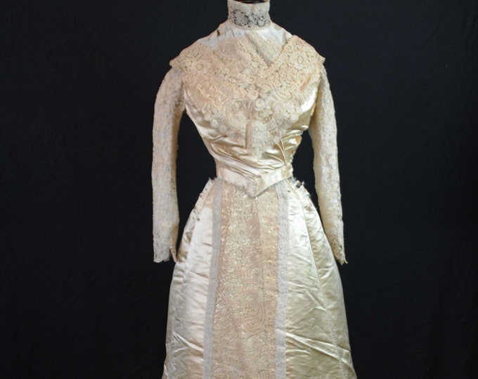 Victorian 2 Piece Bustle Wedding Gown With Bobbin Duchesse Lace, 1895 ...