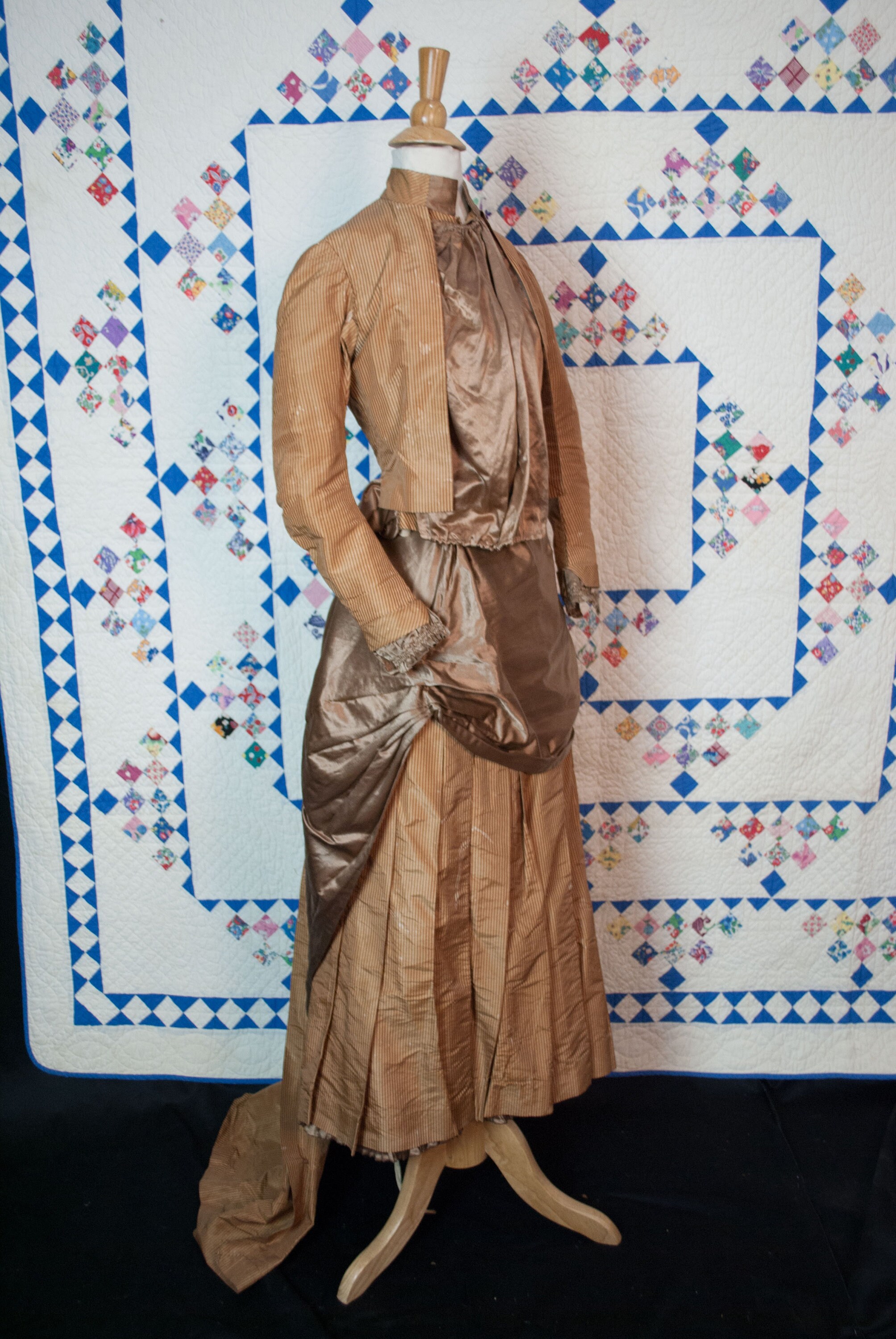 Antique Victorian 1870 Walking Suit, 3 Piece Silk Taffeta Outfit ...