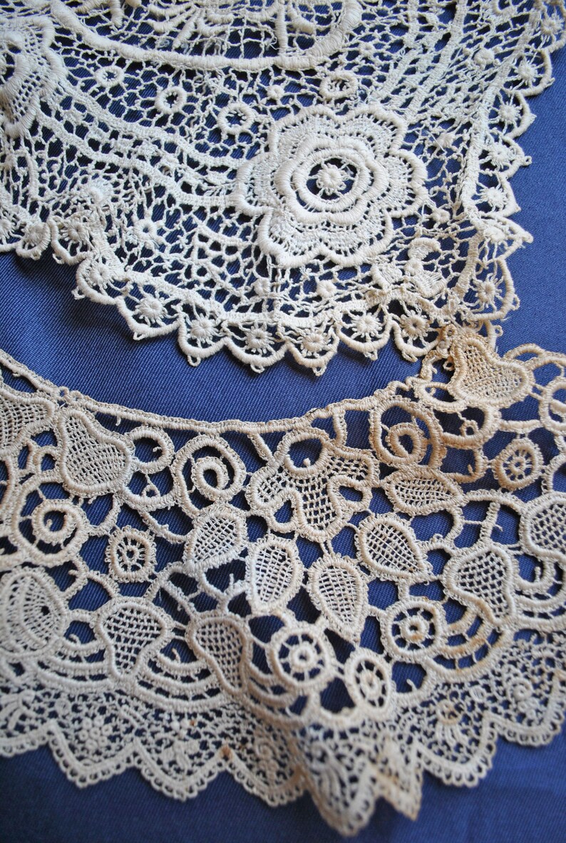 Estate Lot of 7 Antique Lace Collars - Tambour, Machine and Chemical ...