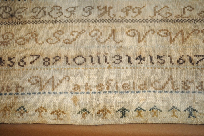 Antique Alphabet and Numbers Sampler, Finely Worked School Girl ...