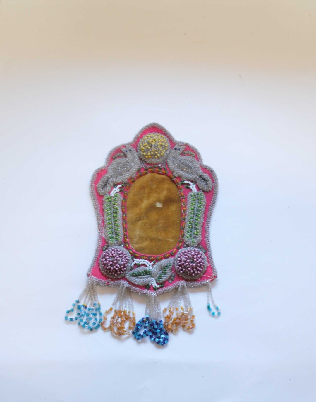 Victorian Native American Mohawk Hand Beaded Whimsey Picture Frame ...