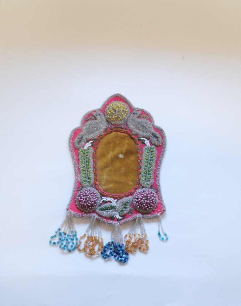 Victorian Native American Mohawk Hand Beaded Whimsey Picture Frame ...