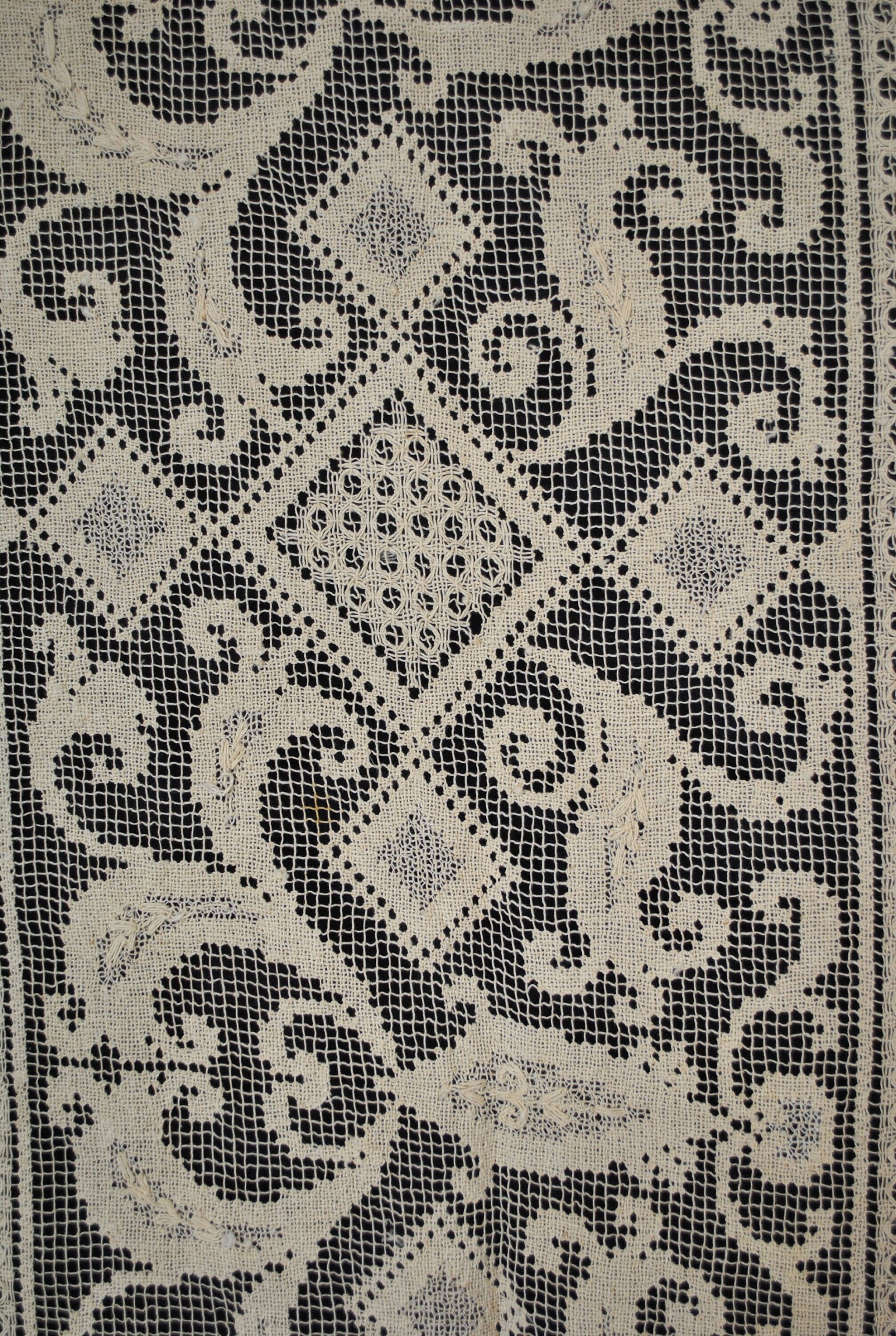 Antique Mondano Knotted Filet Net Mesh Lace Tablecloth, 79" X 58" - Etsy