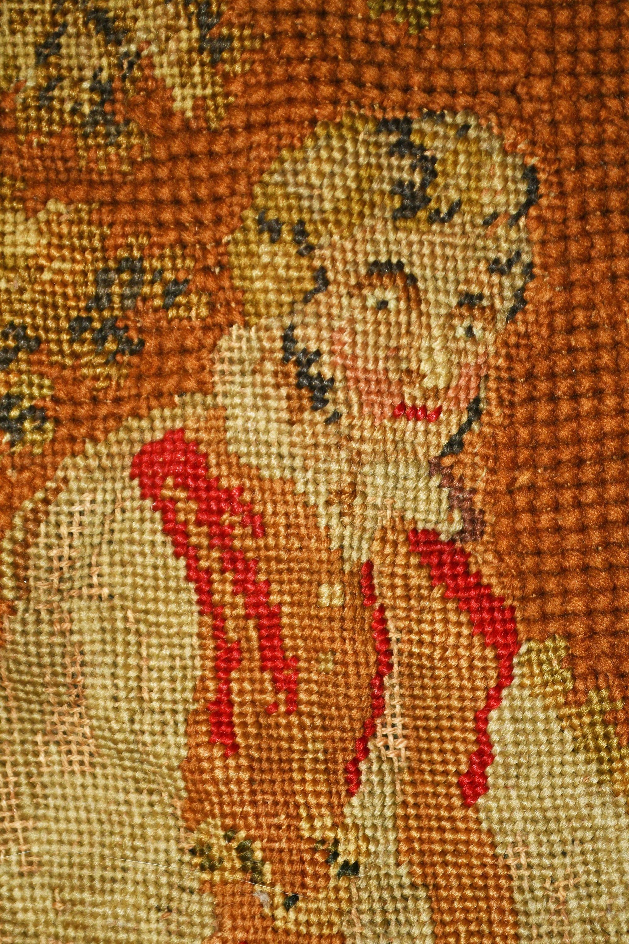 Victorian Hand Embroidered Figural Needlepoint With Roses, 1850s - Etsy