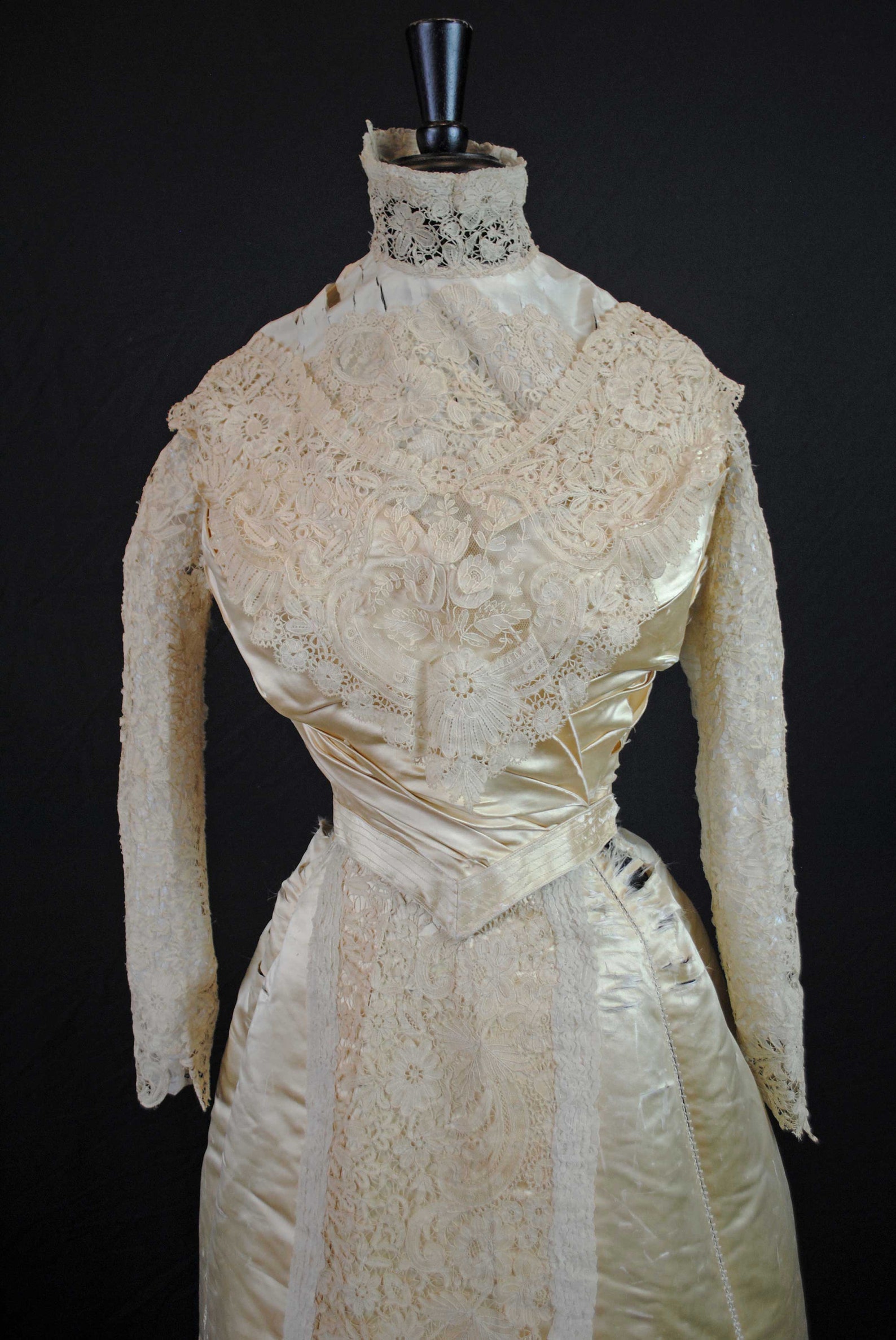 Victorian 2 Piece Bustle Wedding Gown With Bobbin Duchesse Lace, 1895 ...