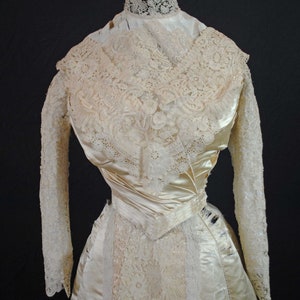 Victorian 2 Piece Bustle Wedding Gown With Bobbin Duchesse Lace, 1895 ...