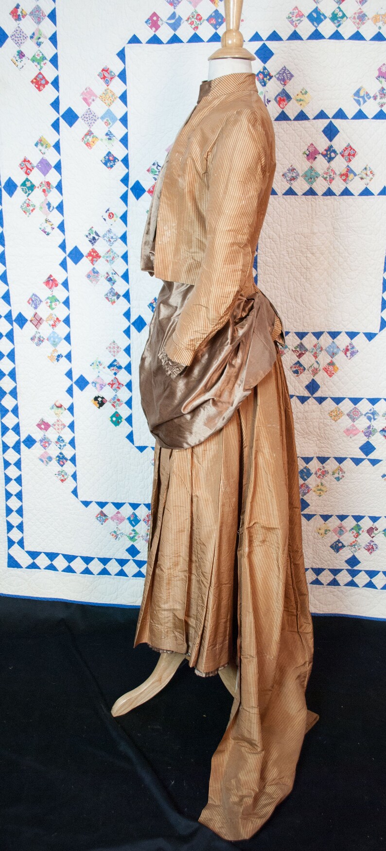 Antique Victorian 1870 Walking Suit, 3 Piece Silk Taffeta Outfit Museum ...