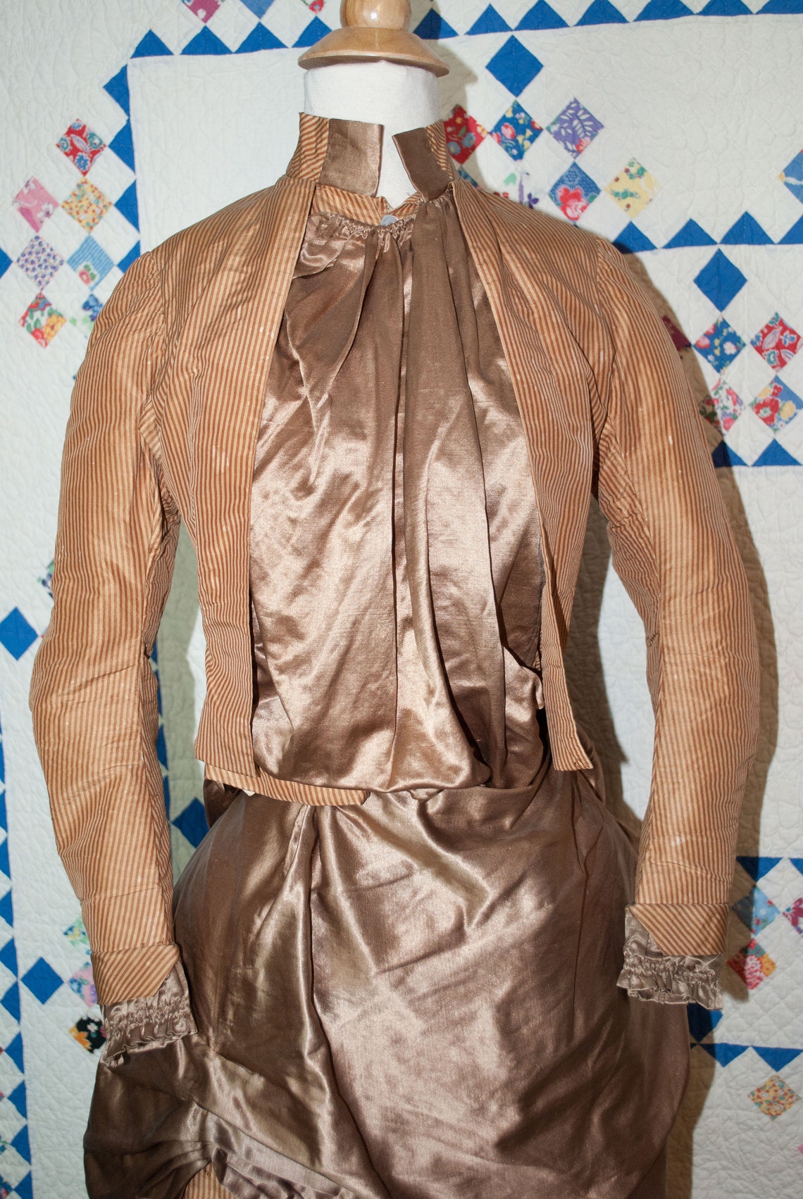 Antique Victorian 1870 Walking Suit, 3 Piece Silk Taffeta Outfit ...