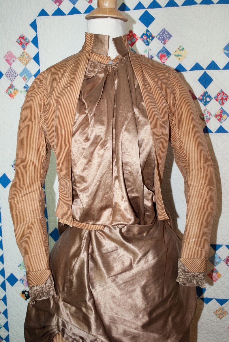 Antique Victorian 1870 Walking Suit, 3 Piece Silk Taffeta Outfit Museum ...