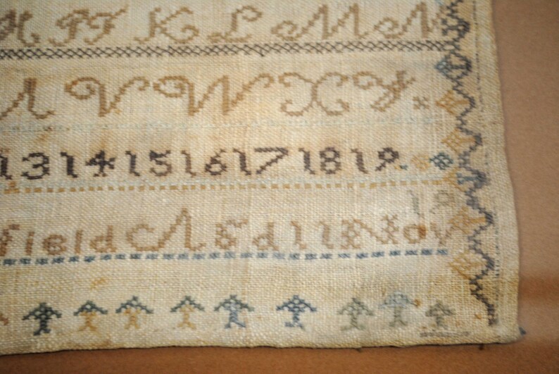 Antique Alphabet and Numbers Sampler, Finely Worked School Girl ...