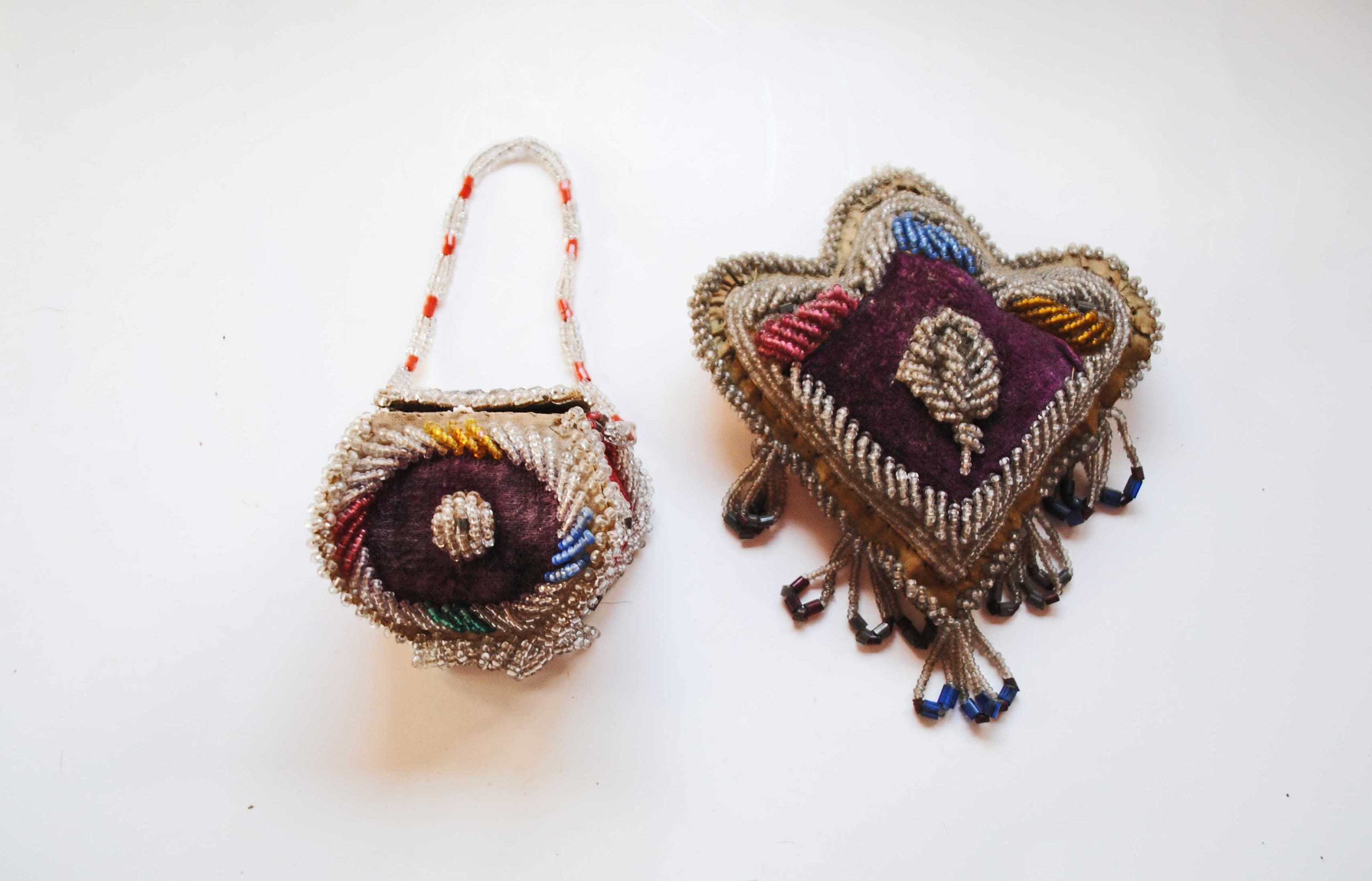 Victorian Native American Iroquois 2 Hand Beaded Whimsey Purse and Pin ...