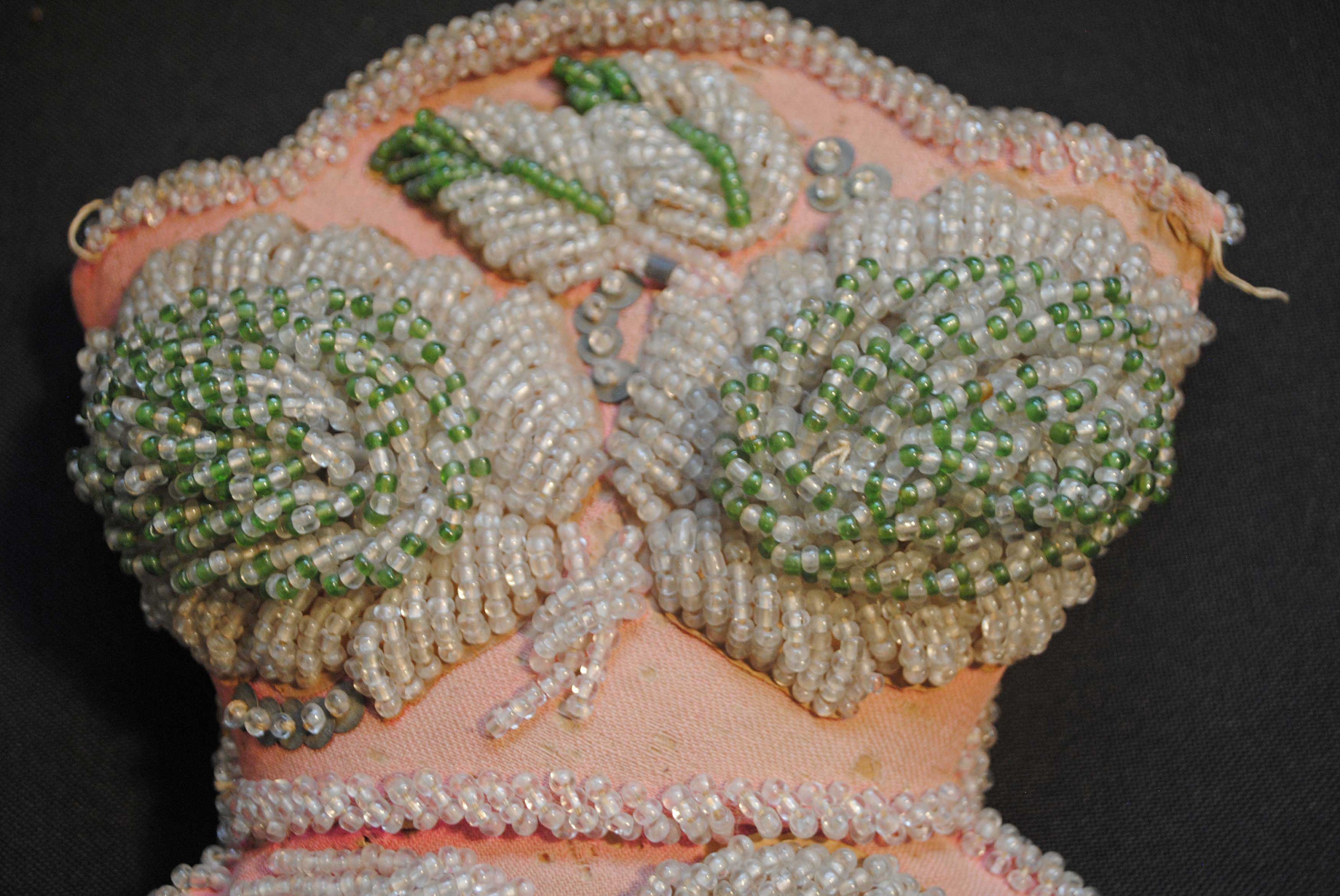 Victorian Native American Iroquois Large Beaded Whimsey Wall Pocket ...