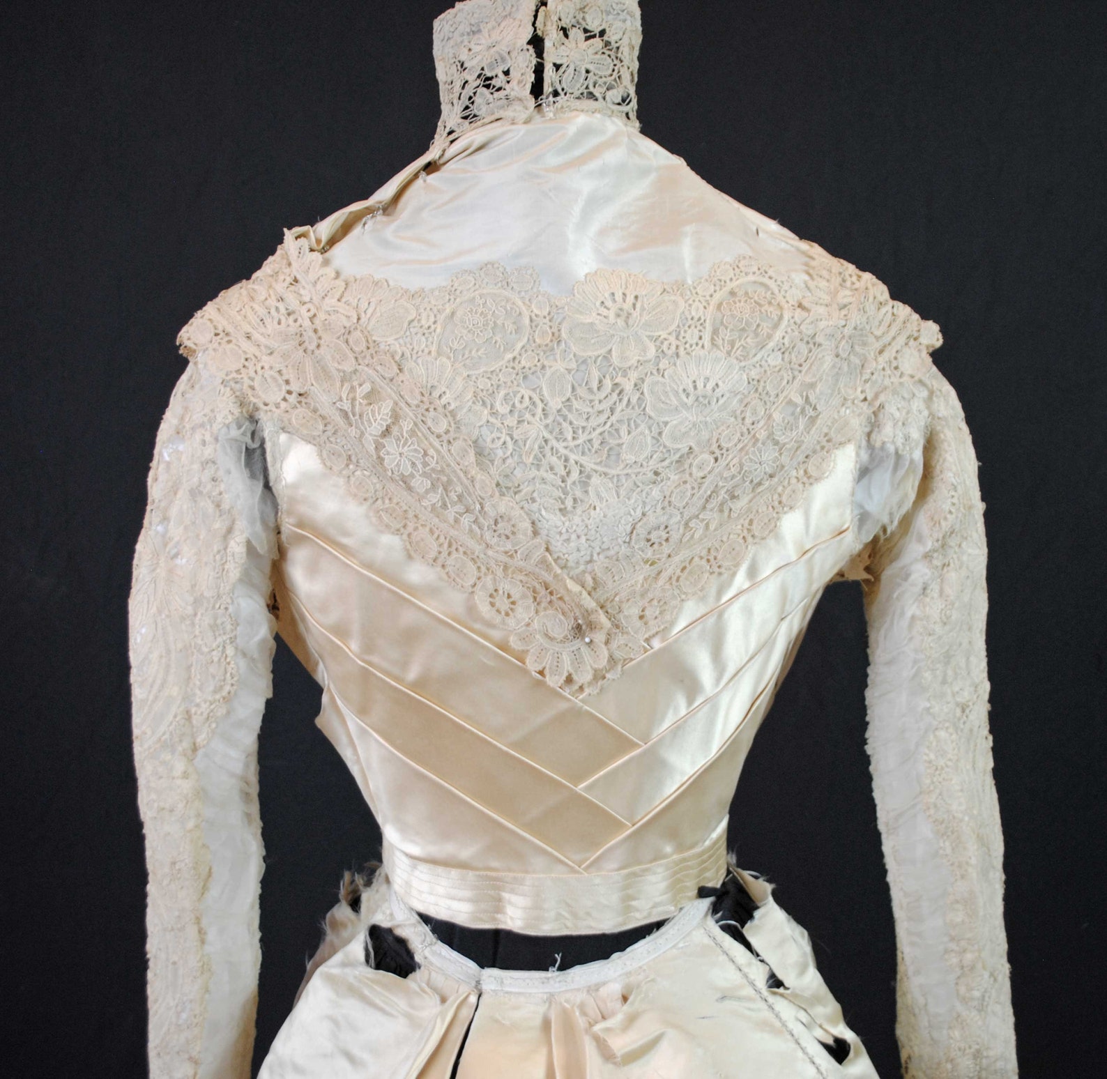 Victorian 2 Piece Bustle Wedding Gown With Bobbin Duchesse Lace, 1895 ...