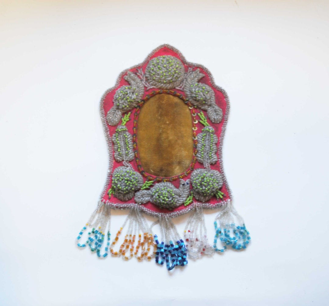 Victorian Native American Mohawk Hand Beaded Whimsey Picture Frame ...