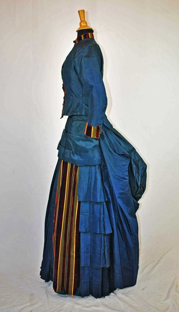 Victorian 2 Piece Satin And Velvet Visiting Dress 189… - Gem