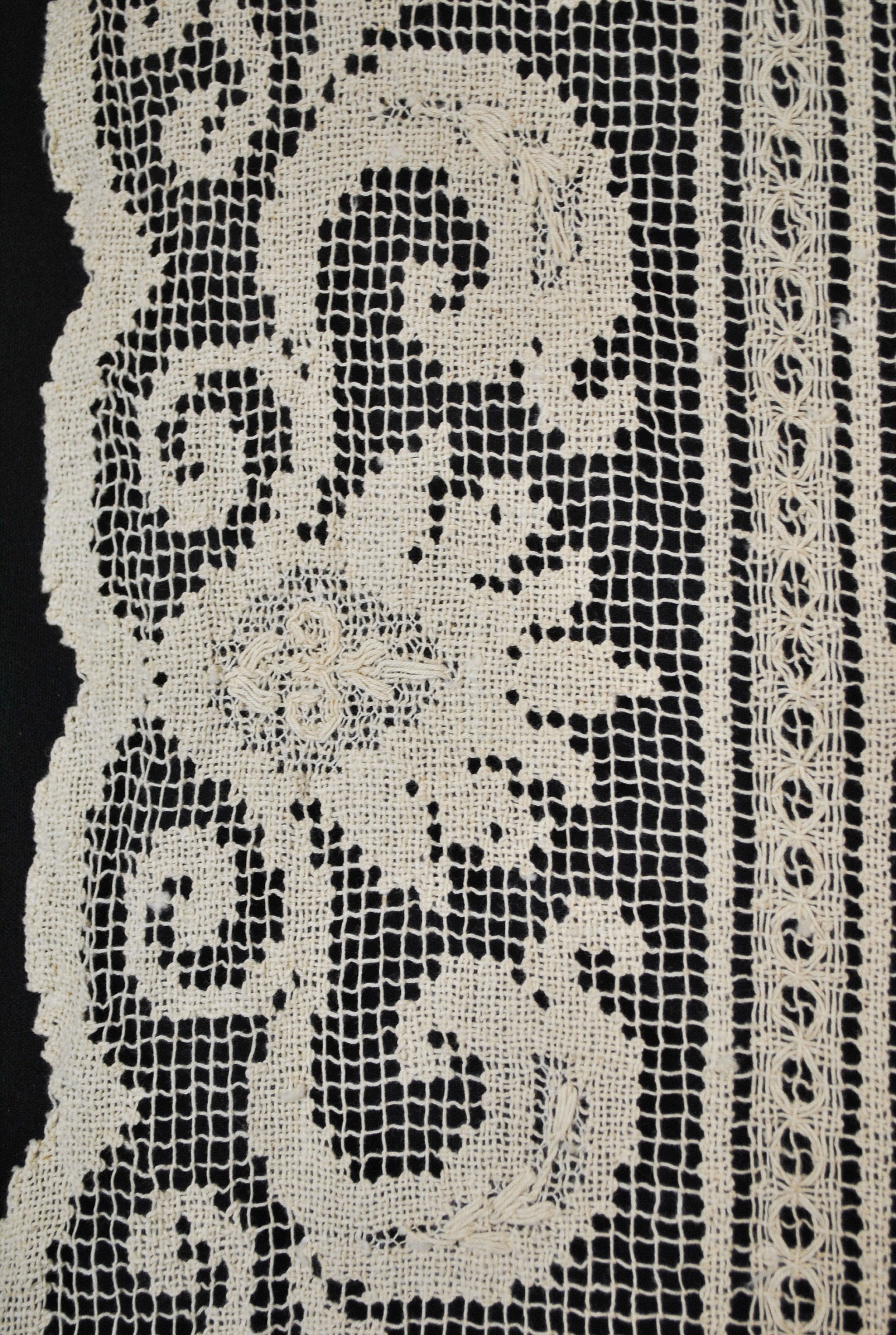 Antique Mondano Knotted Filet Net Mesh Lace Tablecloth, 79" X 58" - Etsy