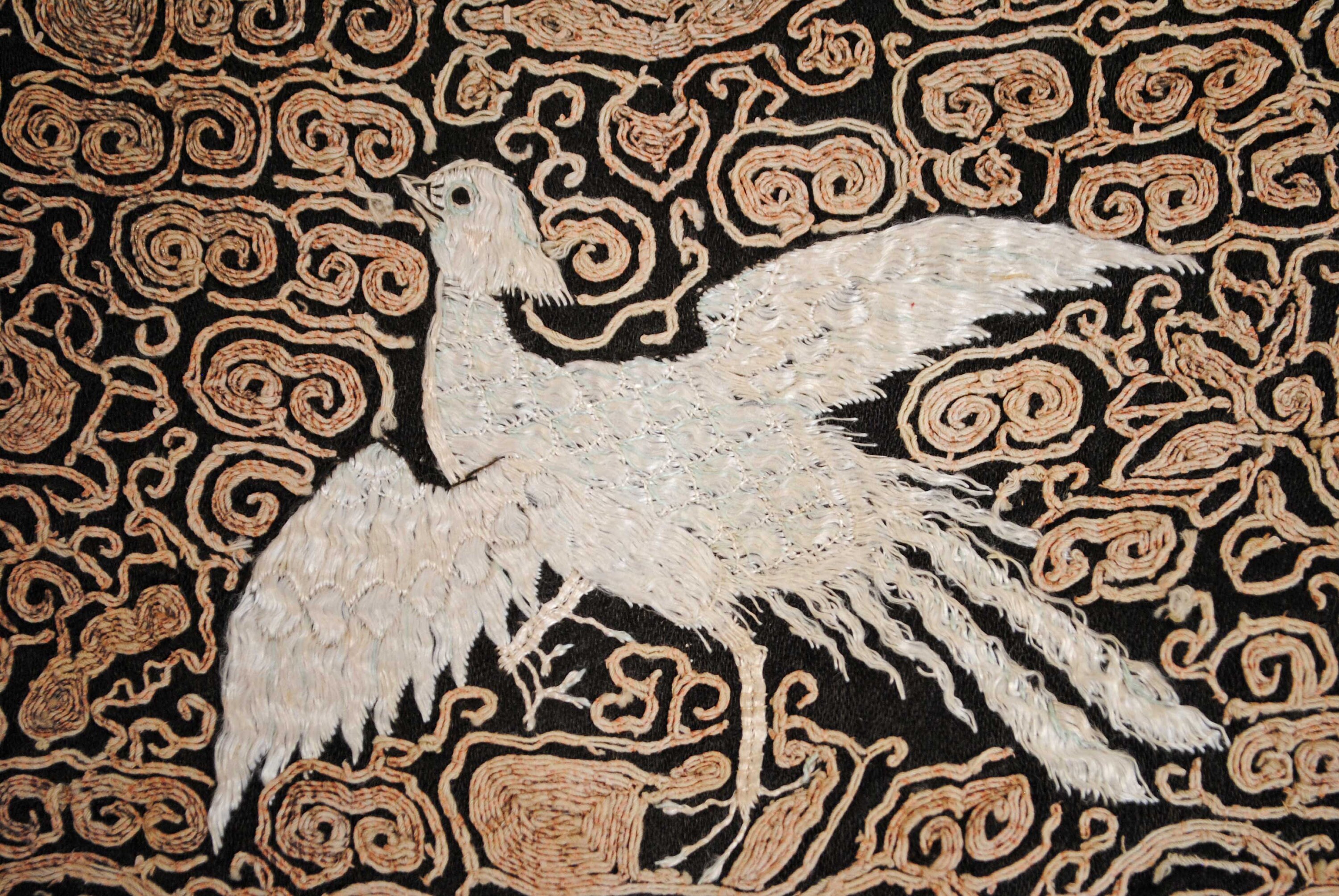 Victorian Chinese Embroidered Civil Rank Badge Flycatcher Draw String ...