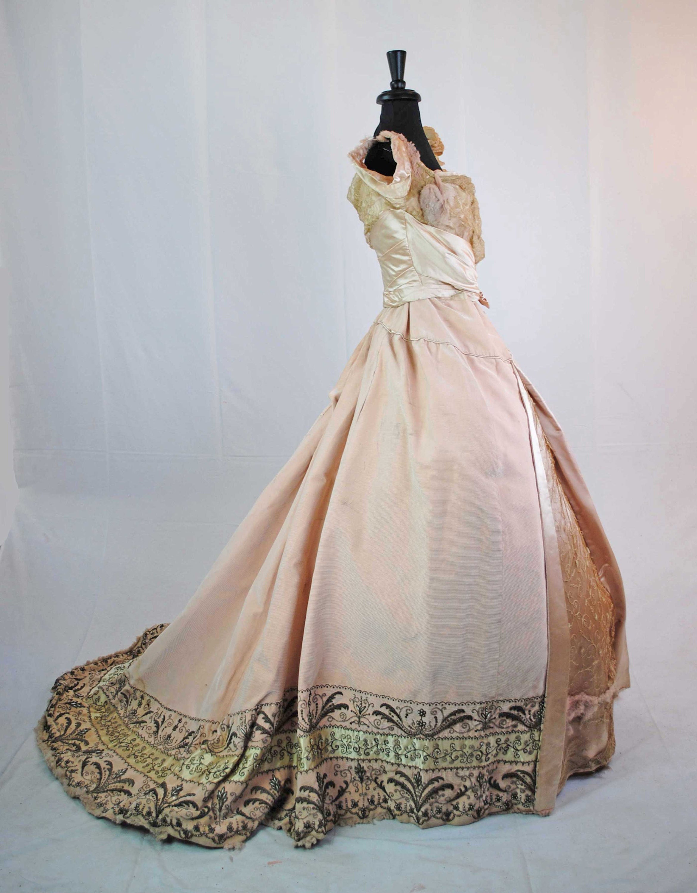 Victorian 2-piece Beaded Silk Satin Trained Ball Gown, 1880s - Etsy