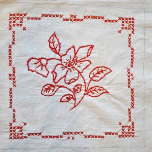 1920's Penny Square Blocks, Red Embroidery, 20 Squares , Hand Stitched ...