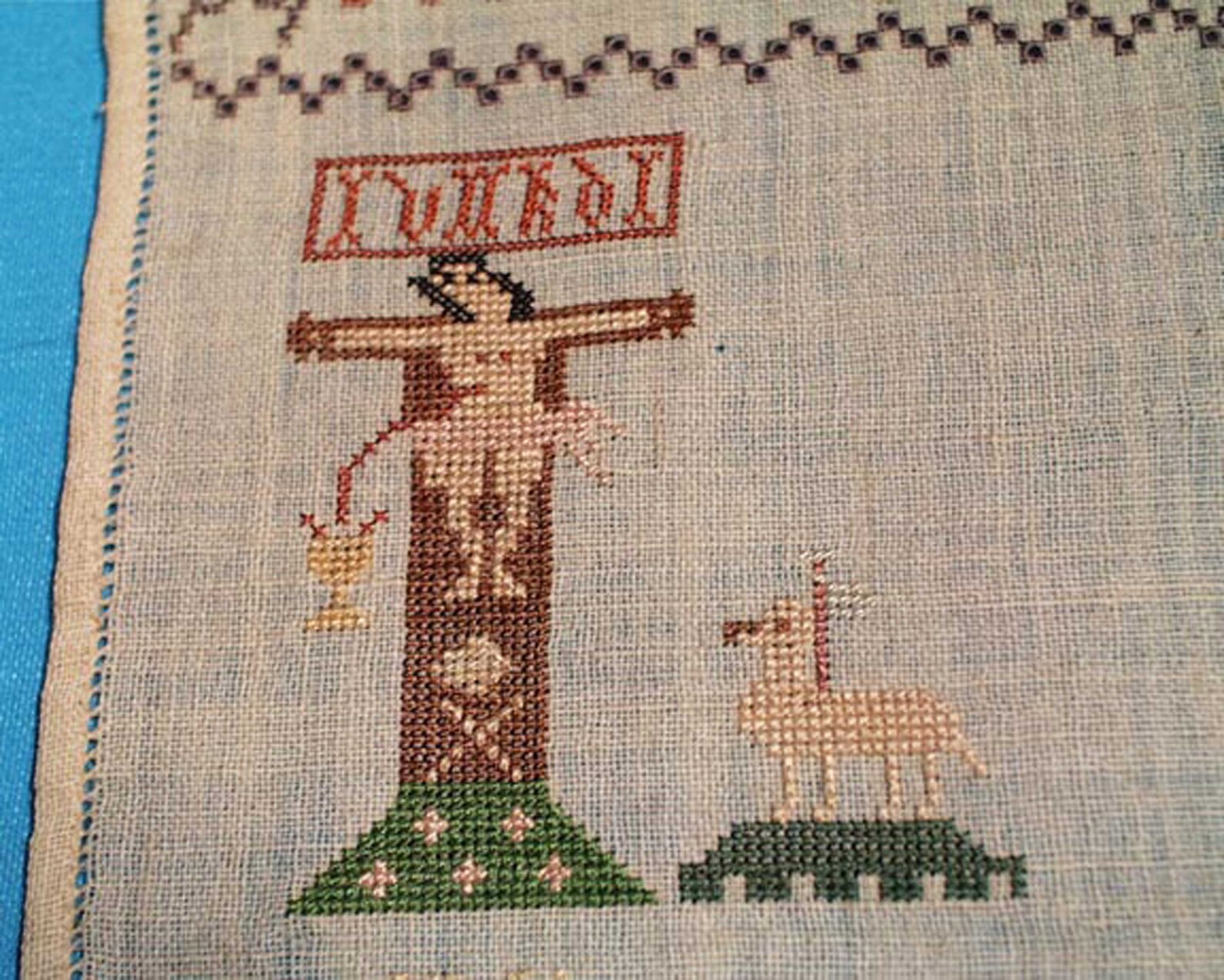 Victorian Folk Art Sampler With Adam & Eve, Dated 1850 - Etsy