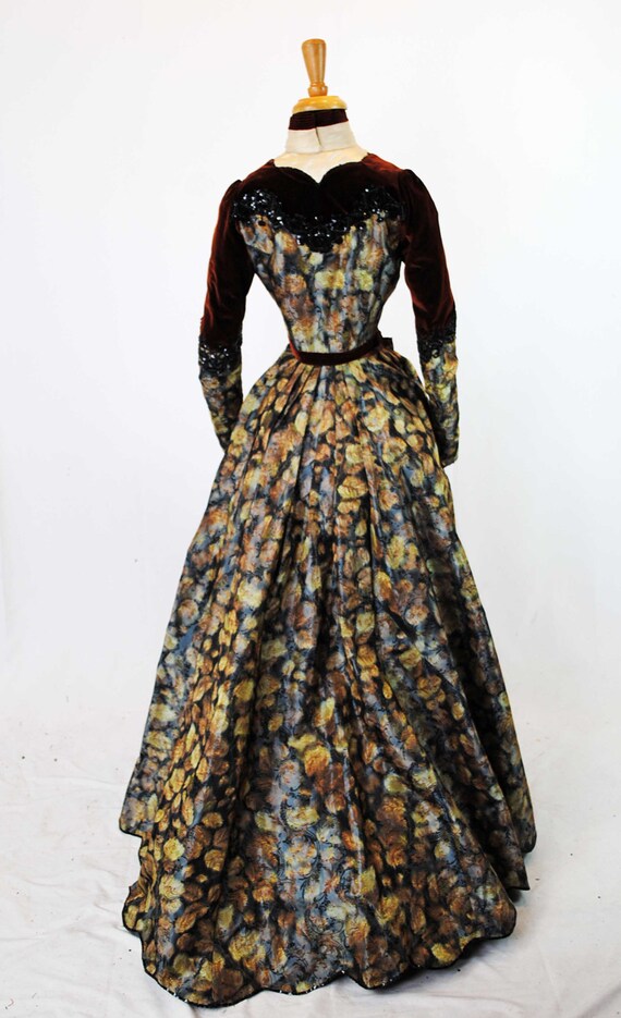Victorian Silk Taffeta Reception Dress, 2 Piece Patte… - Gem
