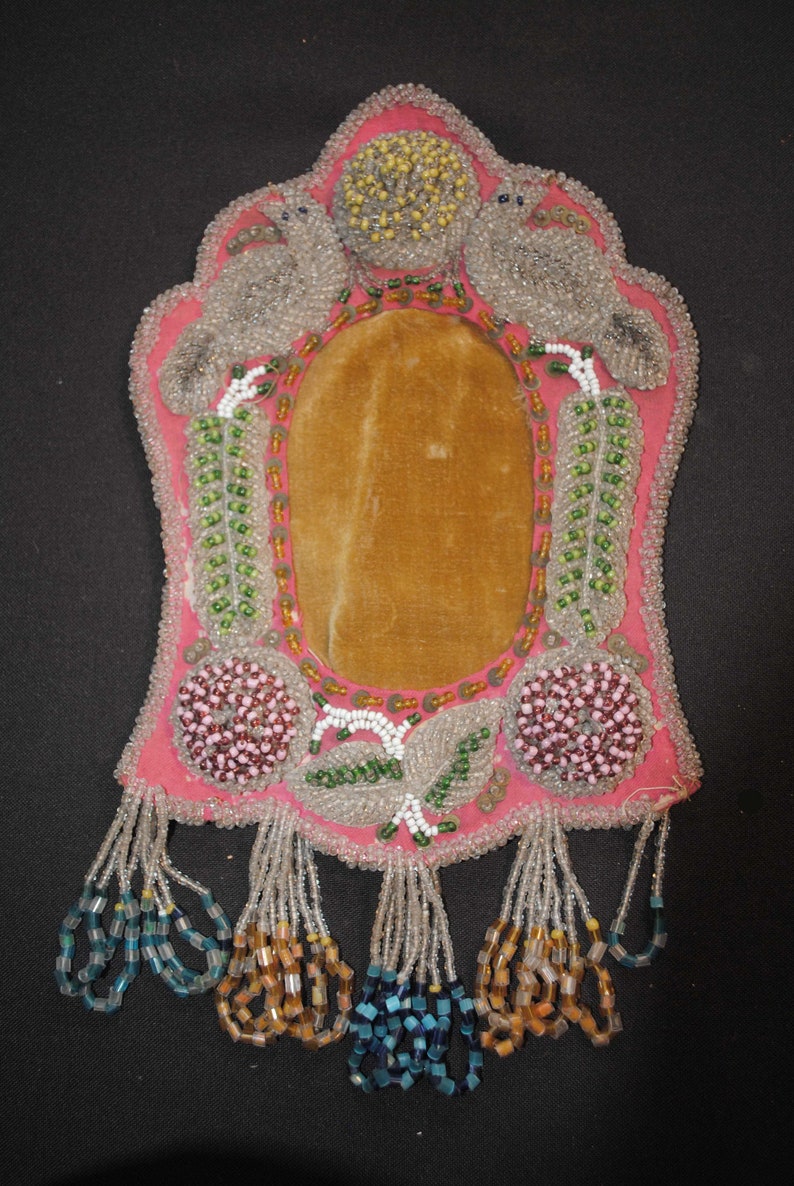 Victorian Native American Mohawk Hand Beaded Whimsey Picture Frame ...