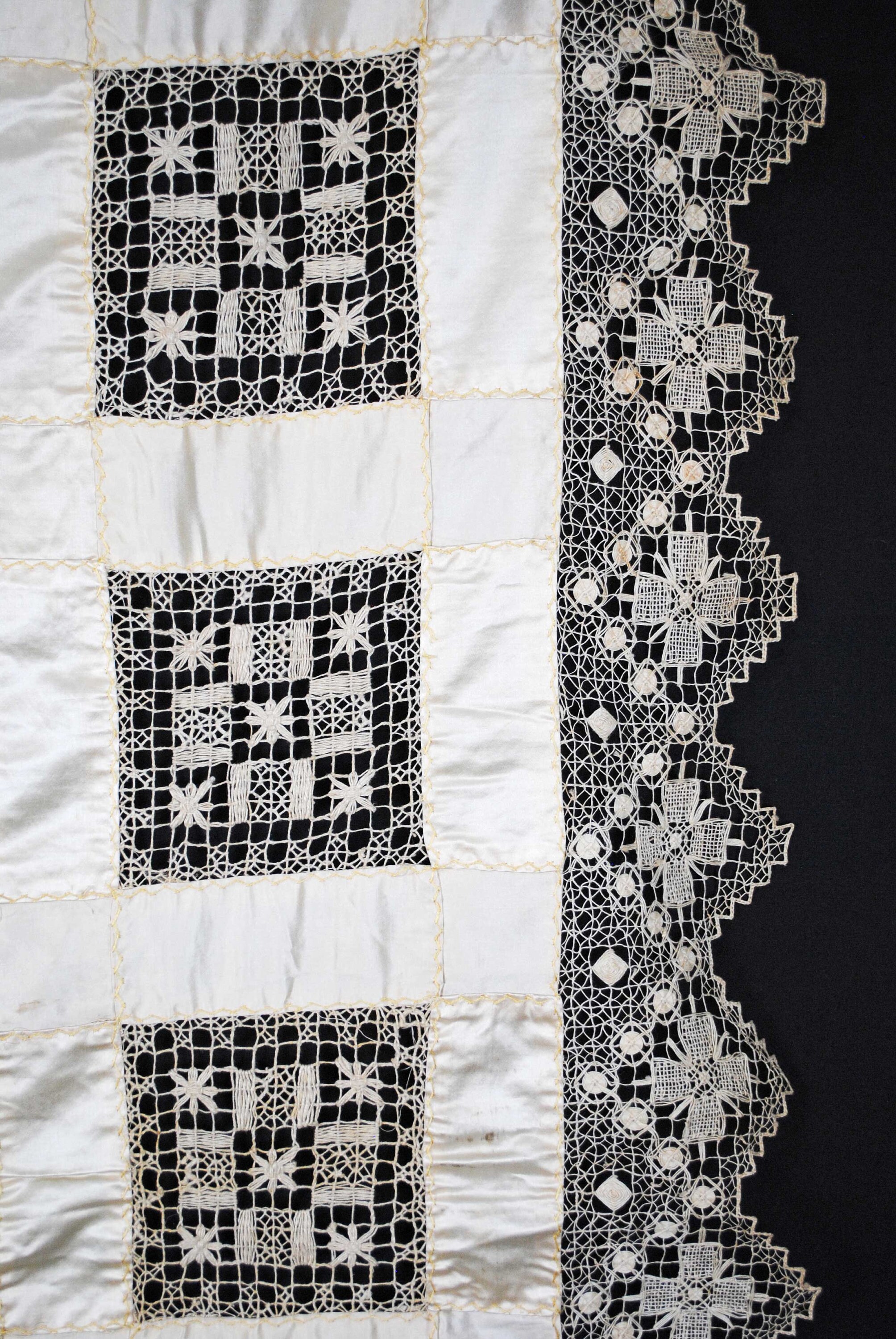 Mondano Knotted Filet Netting Mesh Lace Tablecloth With China Silk ...